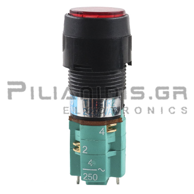 TEND T16-IR2 Red 220 Push Button Switch Round Ø16mm | 1NO + 1NC | 3A ...