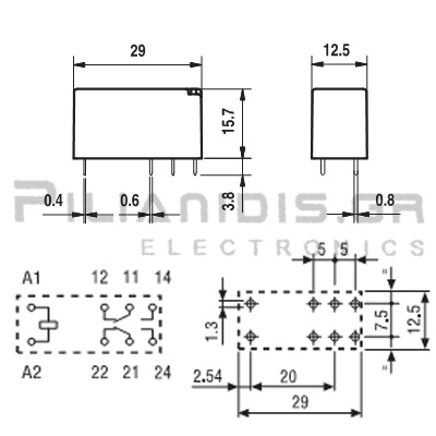 FINDER S.p.A 41.52.9.024.0010 Relay Ucoil: 24VDC 1440R 8A/250VAC DPDT