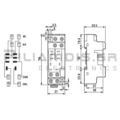 FINDER S.p.A 96.72SMA DIN Rail Socket for relay series 56.32