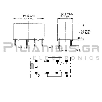 OMRON G5V-2-H1-24VDC Ρελέ 24VDC 2A/125VAC/DC 2880R 2 x Μεταγωγικές Επαφές