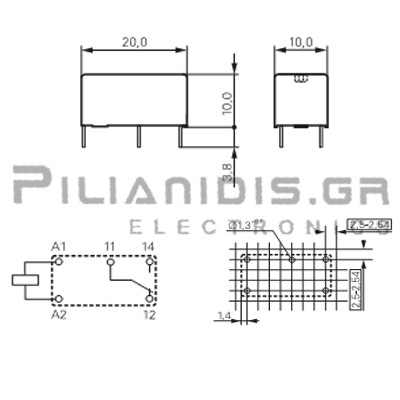 SCHRACK PE014F03 Relay Ucoil: 3VDC 41R 5A/250VAC SPDT